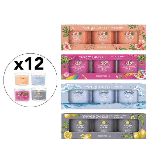 Set de 12 bougies Yankee Candle (Jasmin - Tropical - Ocean - Thé Noir ...